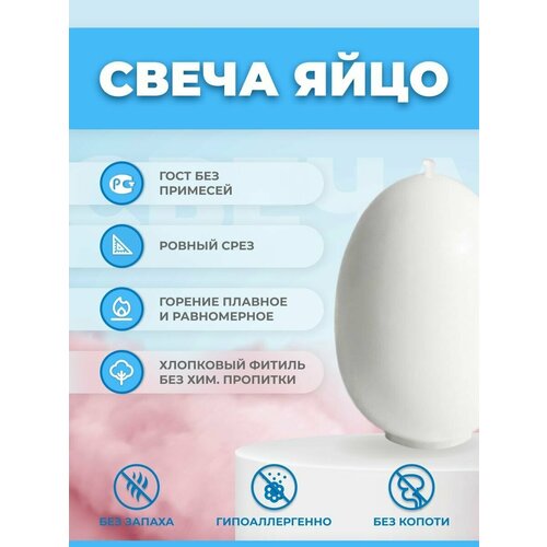 Свеча "Яйцо", белая ГОСТ 48 гр. 6.5х4.1 см. 30 шт.