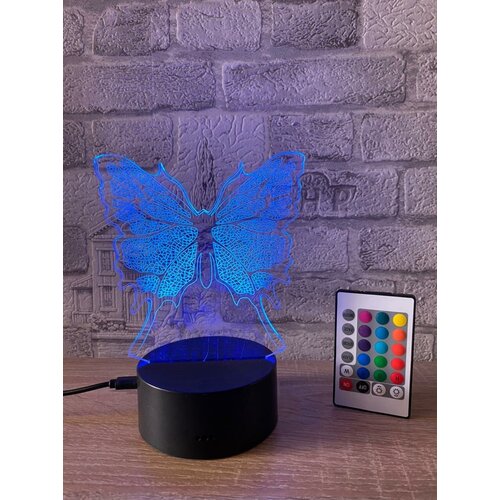 3D Светильник бабочка . С пультом