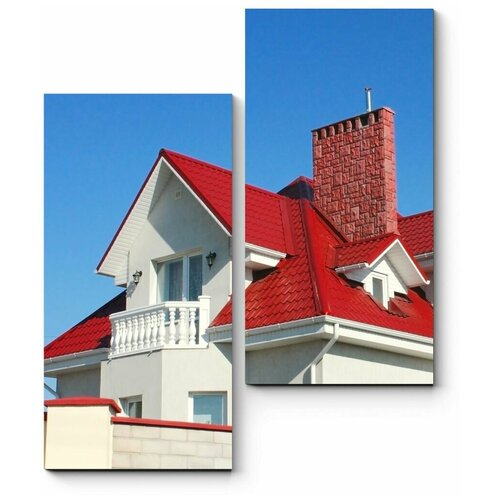 Модульная картина Дом с красной крышей80x100