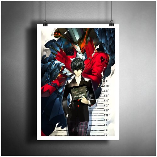 Постер плакат для интерьера "Аниме: PERSONA 5 AKIRA KURUSU. Персона 5 "/ Декор дома, офиса, бара. A3 (297 x 420 мм)