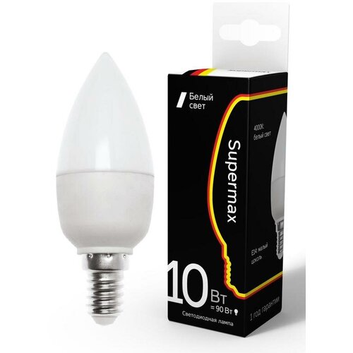 Лампа светодиодная Supermax 10Вт свеча E14 230В 4000К | код. Sup_LED10wCNE1440 | космос (20шт. в упак.)