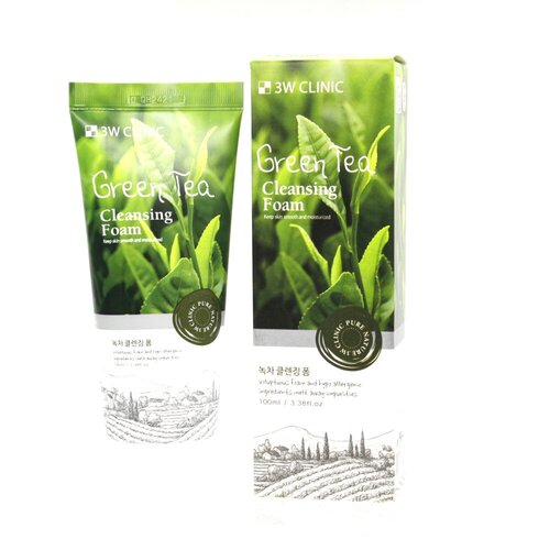 3W Clinic Пенка для умывания умывания лица, пенка для умывания Корея с экстрактом зелёного чая Green Tea Cleansing Foam, 100 мл