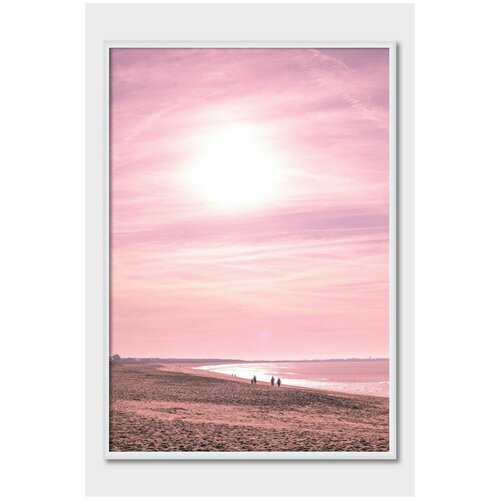 Постер для интерьера Postermarkt, 50х70 см в белой рамке, Розовый #34