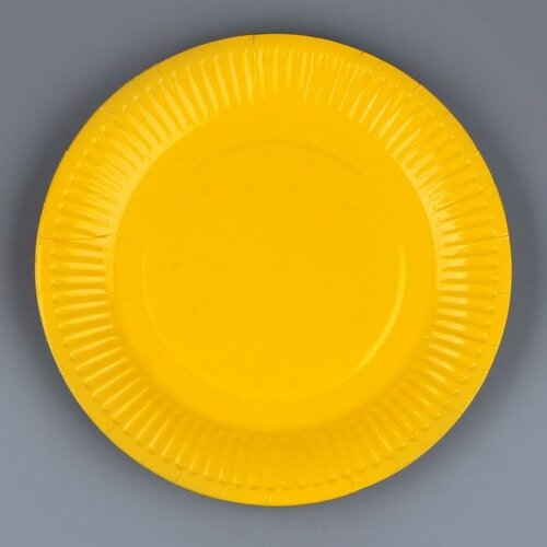 Тарелка бумажная однотонная, желтый цвет 18 см, набор 10 штук 9556747
