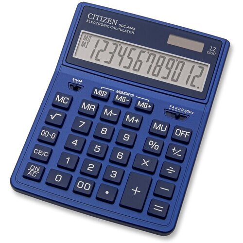 Калькулятор настольный Citizen 12-ти разрядный, двойное питание, полноразмерный, темно-синий