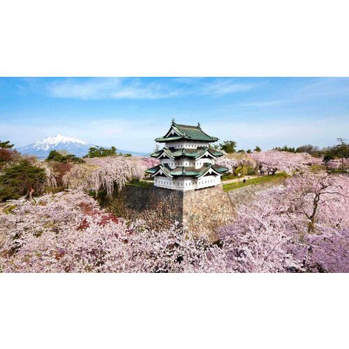 Картина на холсте 60x110 LinxOne "Япония красиво Весна" интерьерная для дома / на стену / на кухню / с подрамником