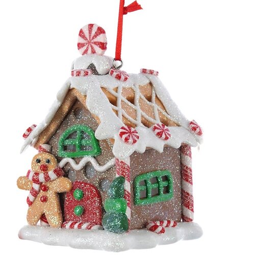 Kurts Adler Светящаяся елочная игрушка Пряничный домик - Peppermint Swirl House 9 см, подвеска D1477