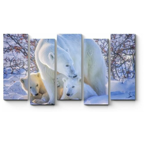 Модульная картина Семейная прогулка полярных медведей 210x121