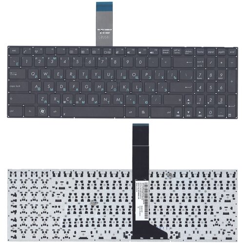 Клавиатура для ноутбука Asus F552L, русская, черная, плоский Enter