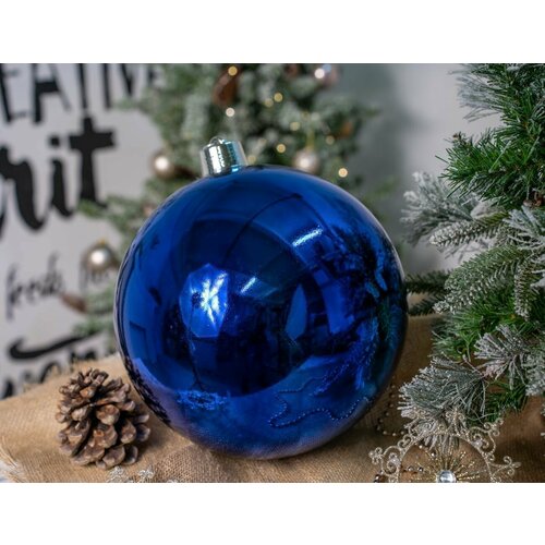 Пластиковый шар, глянцевый, синий, 300 мм, Winter Deco 1135150