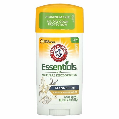 Arm & Hammer, Essentials с натуральными дезодорантами, дезодорант женский, магний, ваниль и сандал, 71 г