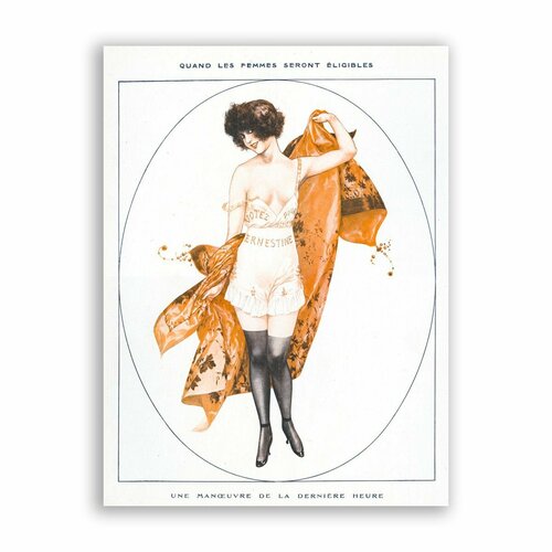 Постер на бумаге в стиле Пин-ап / La Vie Parisienne - Quand les Femmes Seront eligibles / Размер 60 x 80 см
