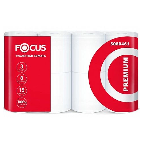 Туалетная бумага Focus Premium 5080461 трехслойная, 1 упаковка - 64 рулона