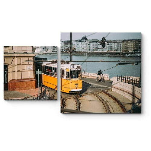 Модульная картина Трамвай по одной из улиц Будапешта50x30