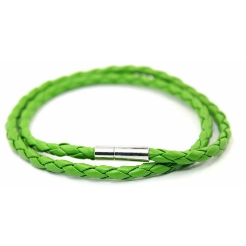 Плетеный браслет Handinsilver ( Посеребриручку ) Браслет плетеный кожаный с магнитной застежкой, размер 19 см, зеленый