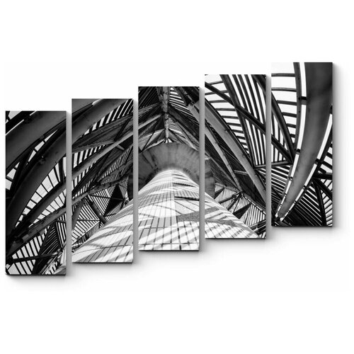 Модульная картина Винтовая черно-белая лестница90x63