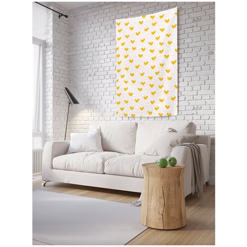 Вертикальное фотопанно на стену JoyArty "Желтые сердечки", из ткани, 100х150 см