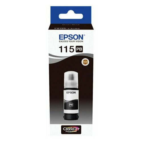 Чернила EPSON 115 (C13T07D14A) для СНПЧ L8160/L8180, черные фото, объем 70 мл, оригинальные