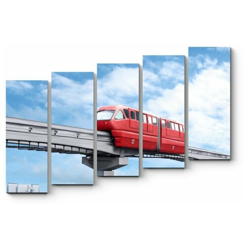 Модульная картина Красный монорельсовый поезд90x63
