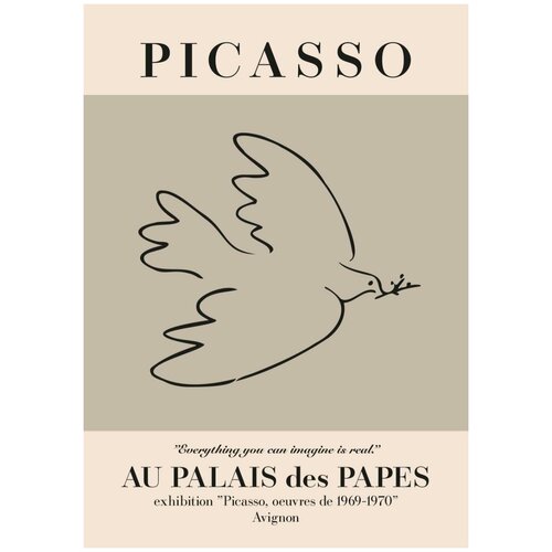 Постер / Плакат / Картина Пабло Пикассо - Голубь 50х70 см в раме