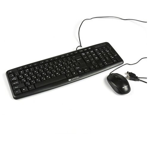 Комплект клавиатура + мышь Canyon CNE-CSET1 Black USB, черный, английская/русская