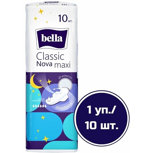 Bella прокладки Classic Nova maxi, 6 капель, 10 шт.