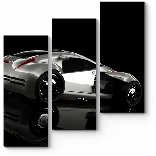 Модульная картина Концепт серебристого спортивного автомобиля60x64