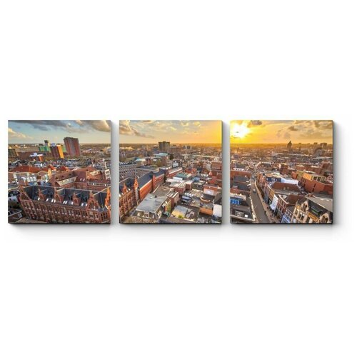 Модульная картина Чарующий Амстердам на закате. 70x23