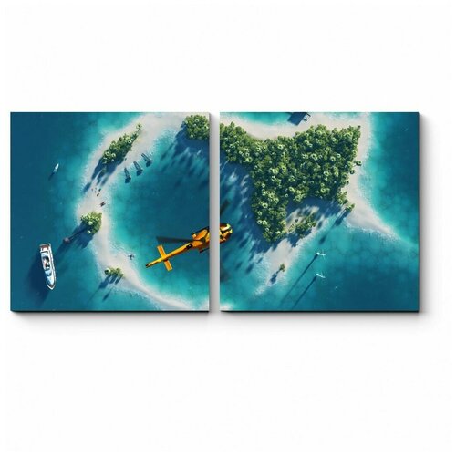 Модульная картина Тропический остров с высоты40x20