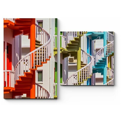 Модульная картина Яркие винтовые лестницы60x45