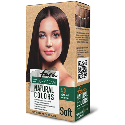 Стойкая крем-краска для волос Fara Natural Colors Soft тон 303 Темный каштан 4.0