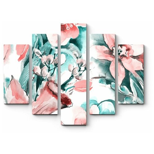 Модульная картина Нежные цветы на водном фоне125x100