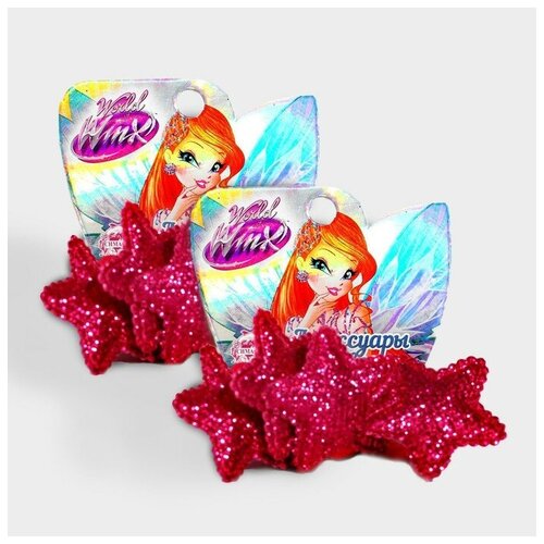 WINX Набор резинок винкс "Звёзды" фуксия с блестками, 4 шт, 6х5 см, 2 набора