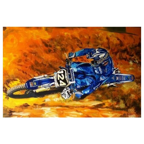Плакат, постер на холсте Motocross-Мотокросс. Размер 30 х 42 см