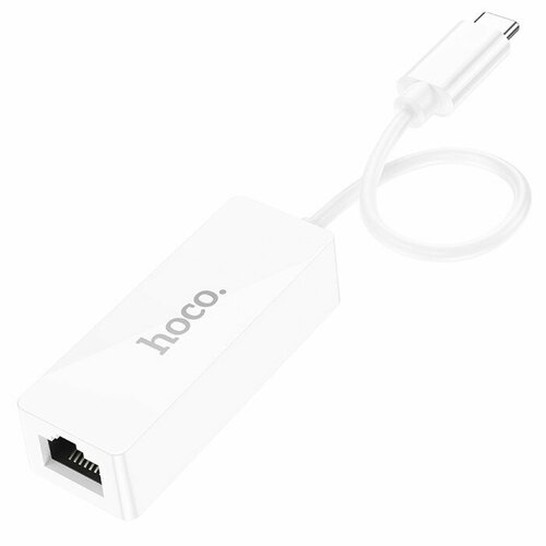 Адаптер Hoco UA22, Type-C - ethernet (100 Mб), 15 см, белый (комплект из 2 шт)