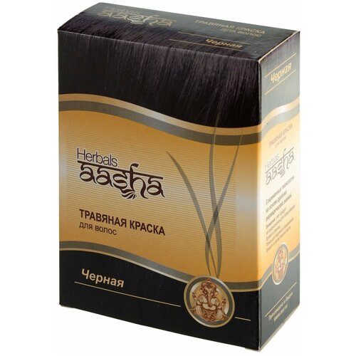 Aasha Herbals Травяная краска для волос, черный, 60 мл, 60 г