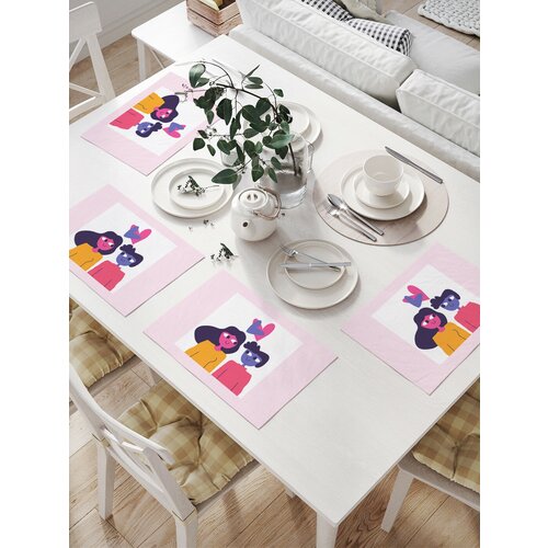 Салфетки на стол для сервировки прямоугольные, плейсмат JoyArty "Влюбленные", 32x46 см, в комплекте 4шт.