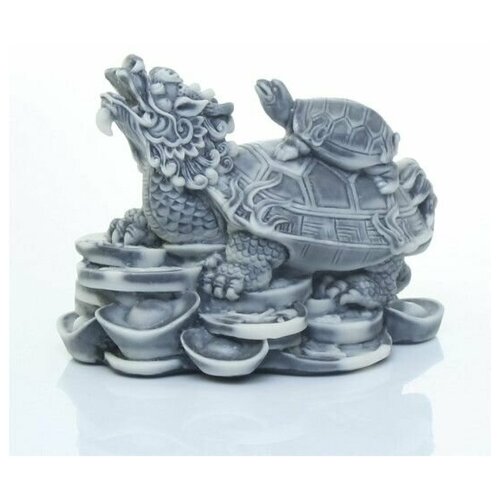 Статуэтка авторская "Дракон Черепаха на монетах"символ года из Мраморной Крошки. Ручная работа.