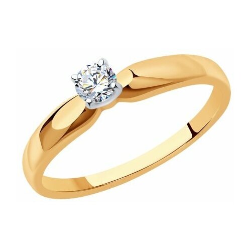 Кольцо помолвочное Diamant online, золото, 585 проба, бриллиант, размер 18, бесцветный