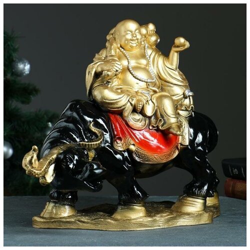 Фигура "Хоттей на буйволе" красное золото, 46х22х37 см 4114879