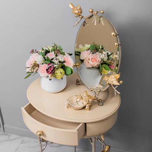 Туалетный столик Bogacho Терра Айвори Мраморное золото консольный для макияжа, ручная работа