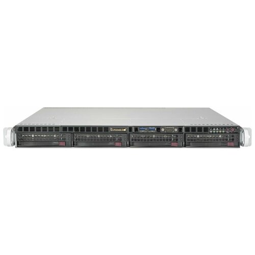 Сервер Supermicro SuperServer 5019S-MR без процессора/без ОЗУ/без накопителей/количество отсеков 3.5" hot swap: 4/400 Вт/LAN 1 Гбит/c