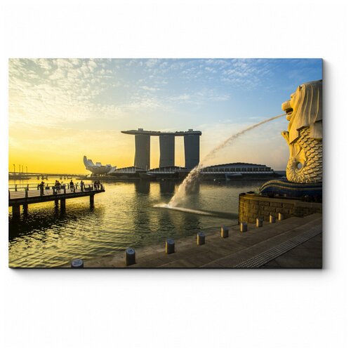 Модульная картина Мерлайон на рассвете, Сингапур 50x33