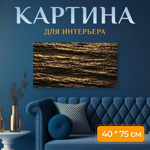Картина на холсте "Океан, закат, успокоился" на подрамнике 75х40 см. для интерьера
