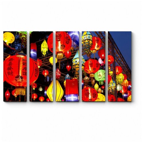 Модульная картина Волшебный свет китайских фонариков, Гонконг 120x72