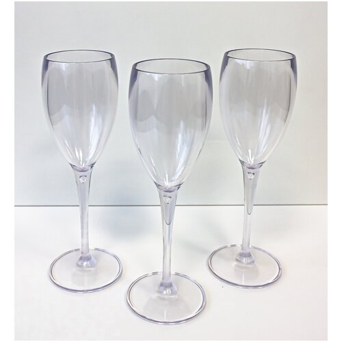 Многоразовые пластиковые бокалы для шампанского прозрачный - 3 штуки