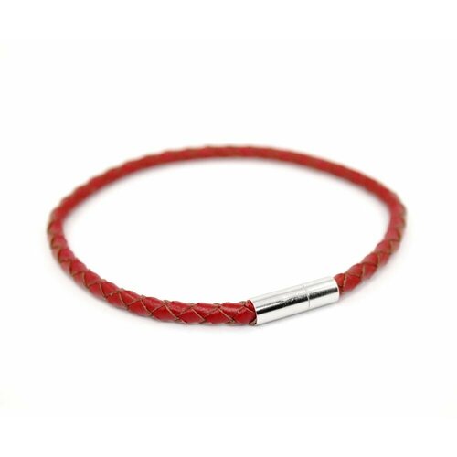 Плетеный браслет Handinsilver ( Посеребриручку ) Браслет плетеный кожаный, размер 20 см., красный