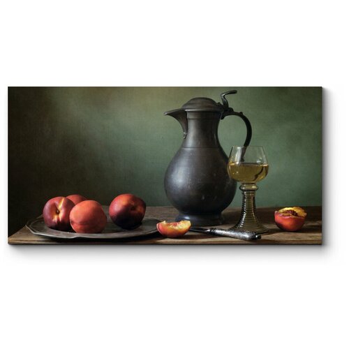 Модульная картина Персики и вино 40x20