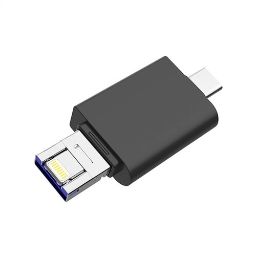 Флешка DM APD005 3 in 1, 256Gb, (USB 2.0, Lightning, USB Type-C), Черный APD005-3 in 1 256Gb