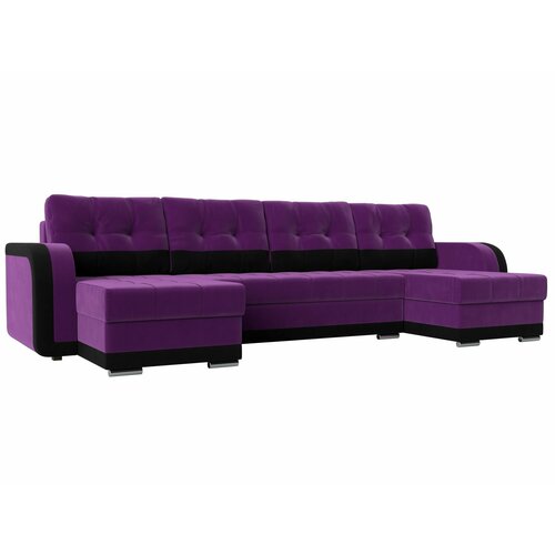 П-образный диван Марсель, Микровельвет фиолетовый и черный